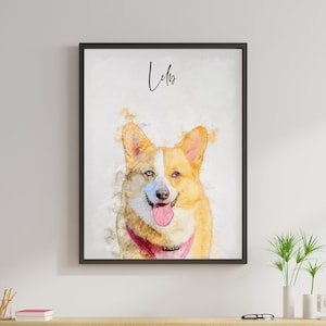 Custom Pet Portrait DIGITAL DOWNLOAD, Watercolor Pet Portrait, Dog ...