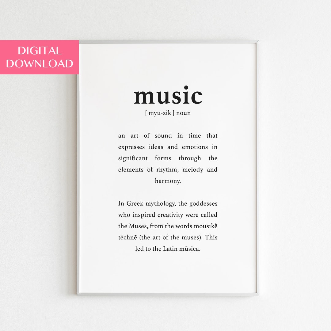 Music Definition Digital Download, Music Gifts, Music Posters, Quote ...