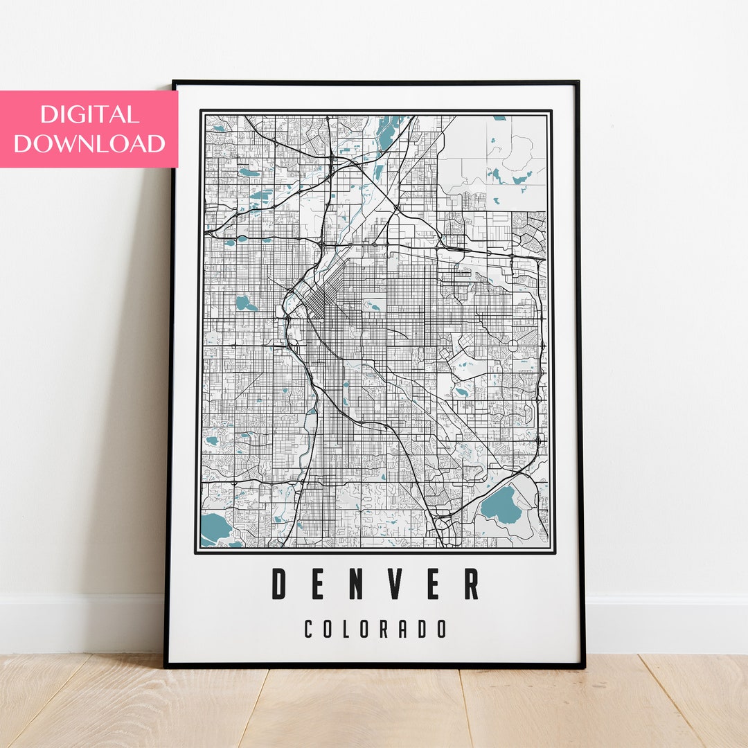 Denver Map Printable, Colorado Wall Art, Denver Wall Decor, Digital ...
