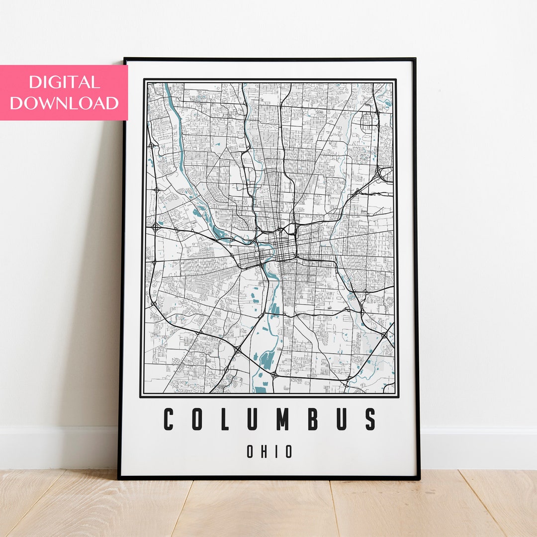 Columbus Map Digital Download, Ohio Print Gift, Columbus Map Print - Etsy