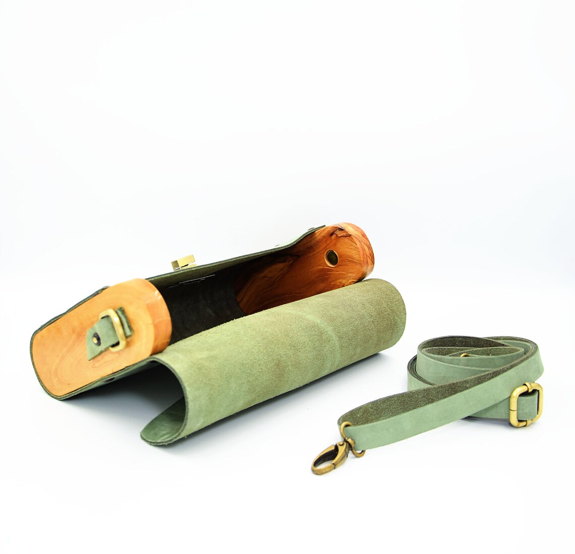 Mint Color Bag Wooden Leather Bag Women. Handcrafted Bag | Etsy