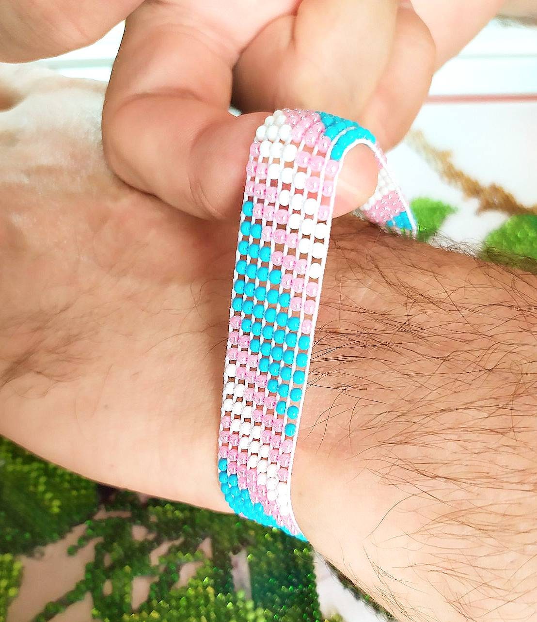 Transgender bracelet anklet beaded Lgbtq jewelry Trans pride | Etsy