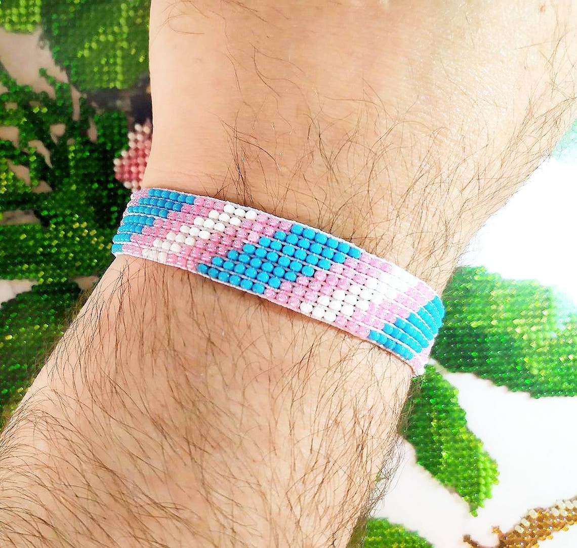 Transgender bracelet anklet beaded Lgbtq jewelry Trans pride | Etsy