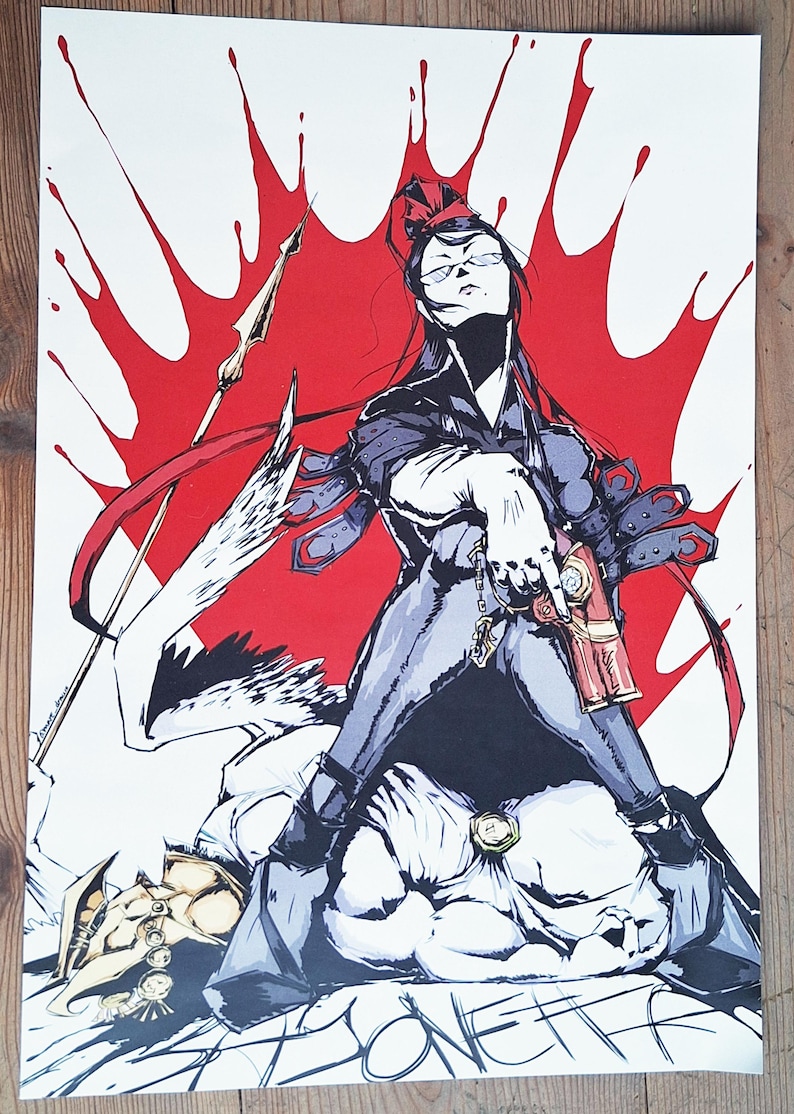 Bayonetta Poster A3 / Hand-drawn / Illustration Poster, Art Print, Wall ...