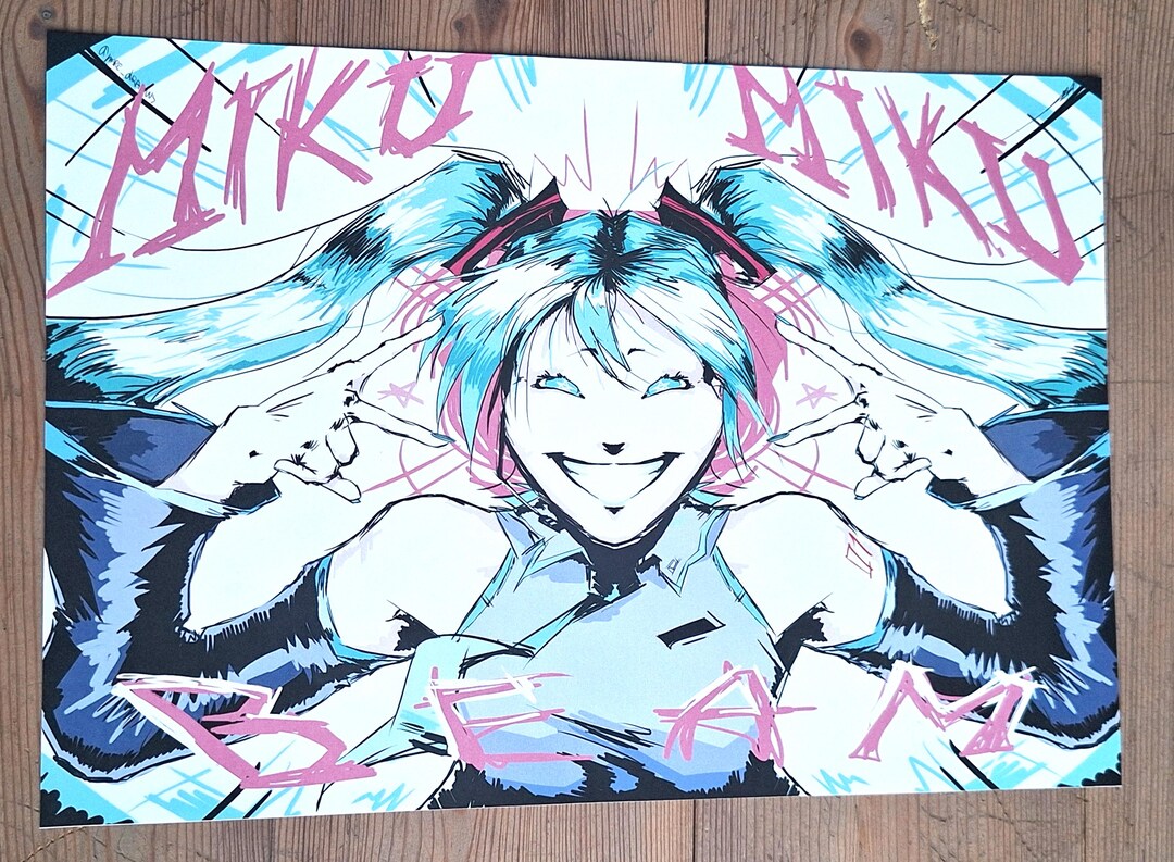 Miku Portrait From Vocaloid Poster A4 /hand-drawn / Illustration Poster ...