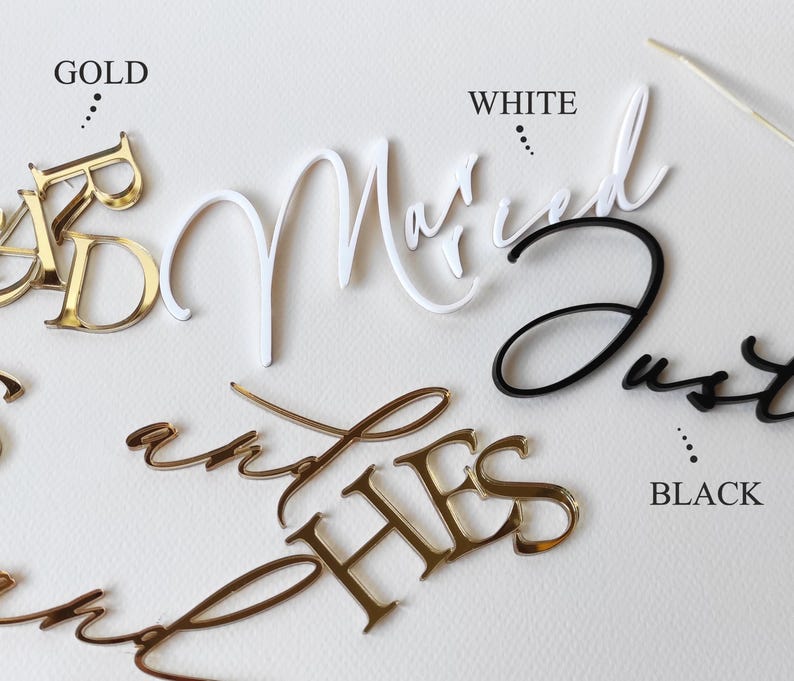 Acrylic Letters: Gold, White, Black; 3D Wedding Decor;personalized ...