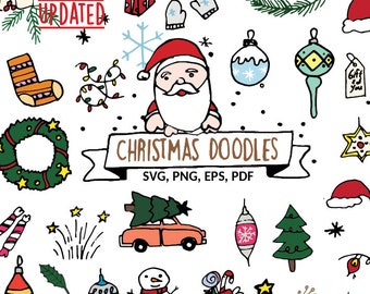 Christmas Clip Art Commercial Use, Doodle Hand Drawn Winter Clip Art ...
