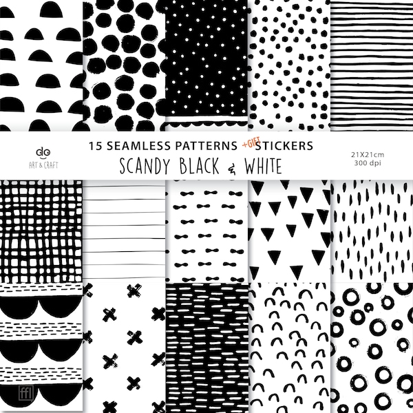 Black and White Digital Papers - Etsy