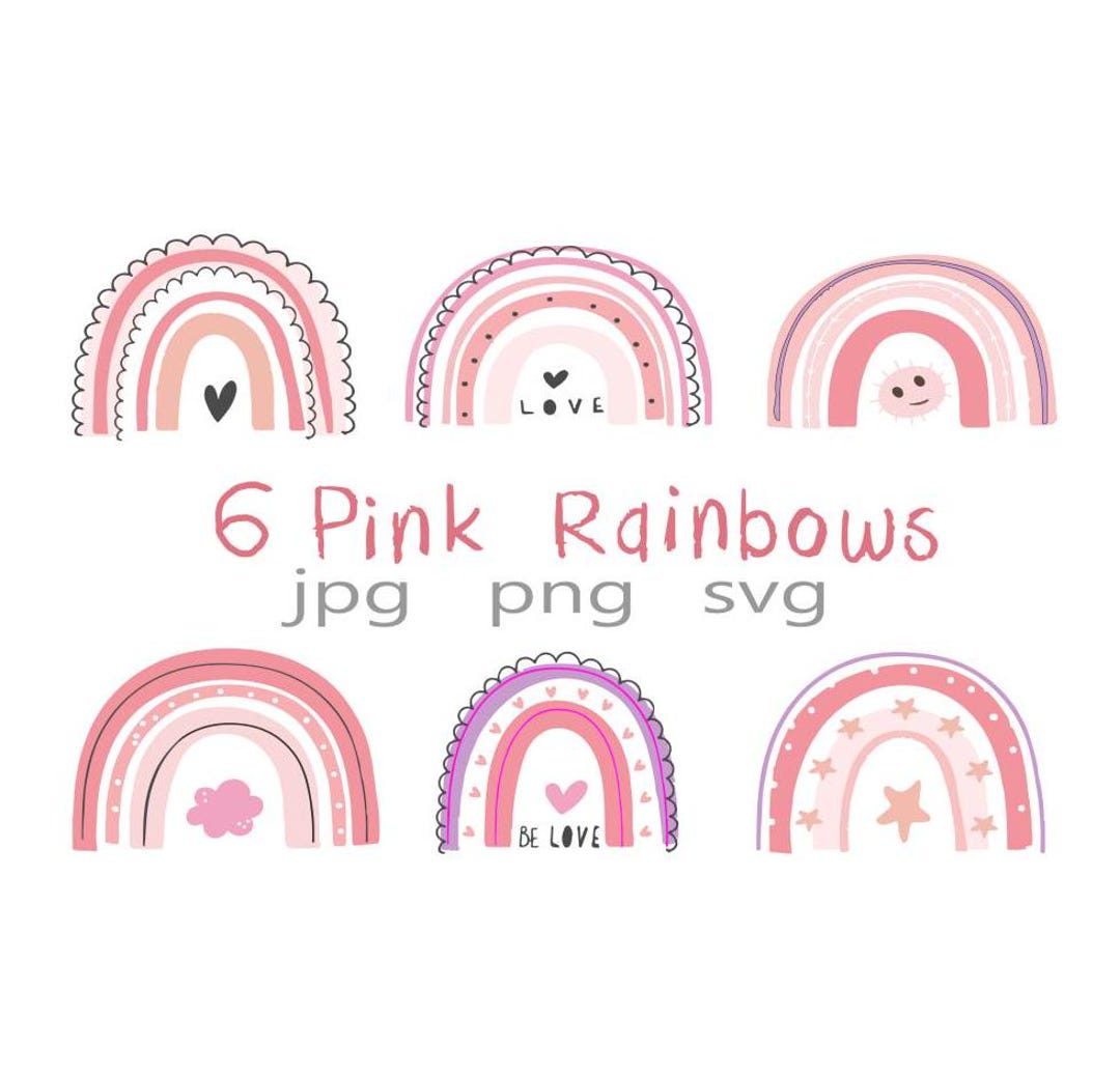 Rainbow Svg Cute Love Clipart, Pastel Pink Prints for Baby Girl Clothes ...