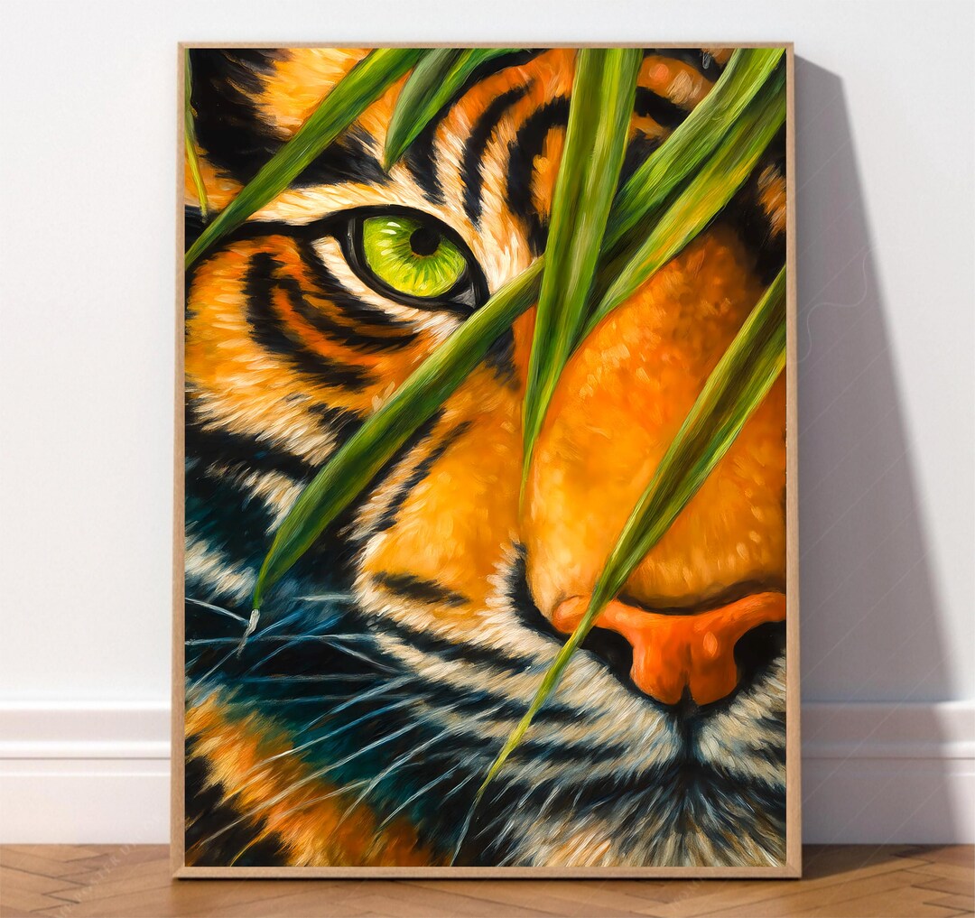 Tiger Eye Wall Art Print, Striking Animal Portrait, Vibrant Wildlife ...