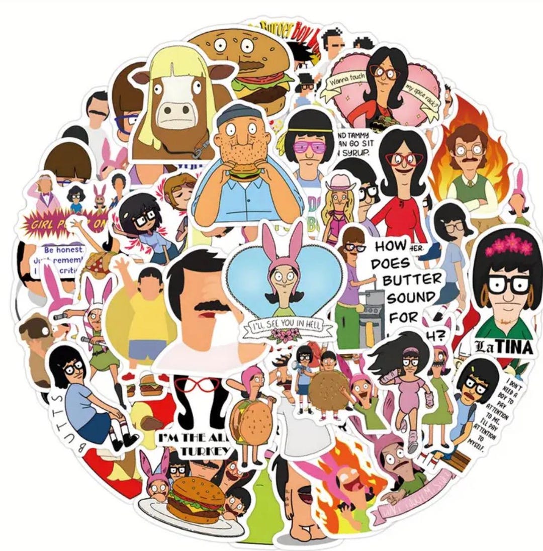 10-piece Bobs Burgers Sticker Pack No Repeat, Waterproof Vinyl Decals ...
