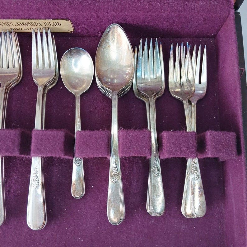 Holmes & Edwards Vintage 1940s Silver Plate 48-pc Youth Flatware Set ...