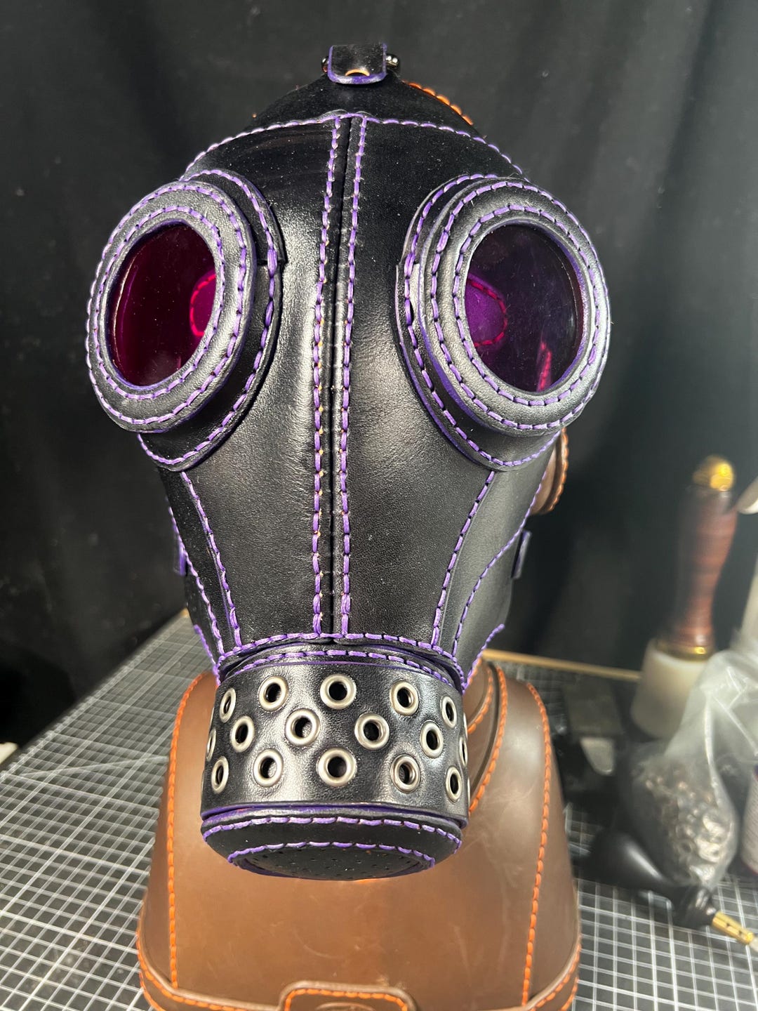 Black Gas Mask, Leather Cosplay (choose Lens Color) - Etsy