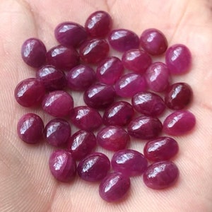 2 Pcs 6x8mm Natural Ruby Smooth Oval Cabochon Oval Top SI Quality Loose ...