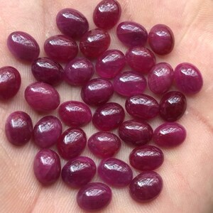 2 Pcs 6x8mm Natural Ruby Smooth Oval Cabochon Oval Top SI Quality Loose ...