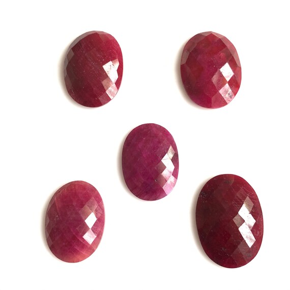 5 Pcs 10x14mm Natural Ruby Rose Cut Faceted Gemstone Loose | Etsy