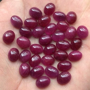 2 Pcs 6x8mm Natural Ruby Smooth Oval Cabochon Oval Top SI Quality Loose ...