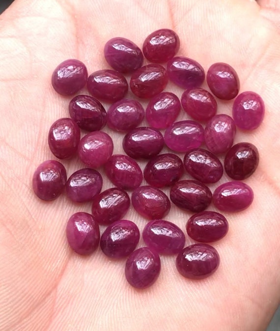 2 Pcs 6x8mm Natural Ruby Smooth Oval Cabochon Oval Top SI | Etsy