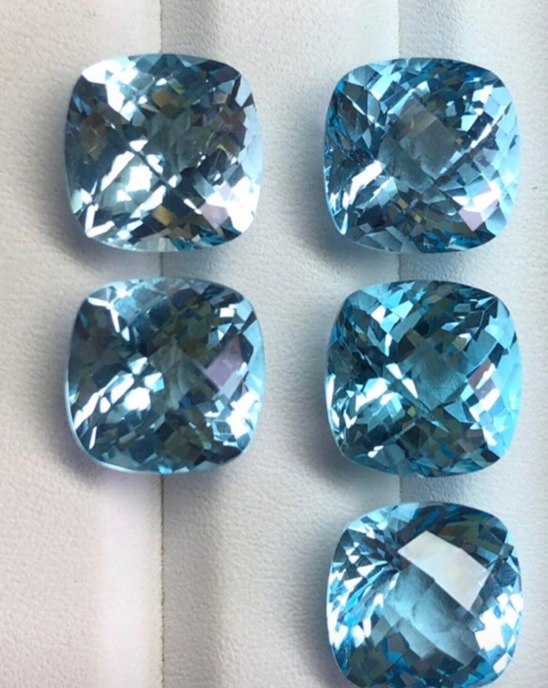 10mm Natural Sky Blue Topaz Checkerboard Cushion Cut Faceted - Etsy