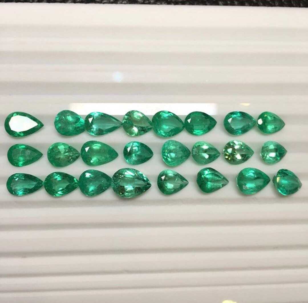 Natural Colombian Emerald Faceted Pear Cut Gemstone Loose - Etsy