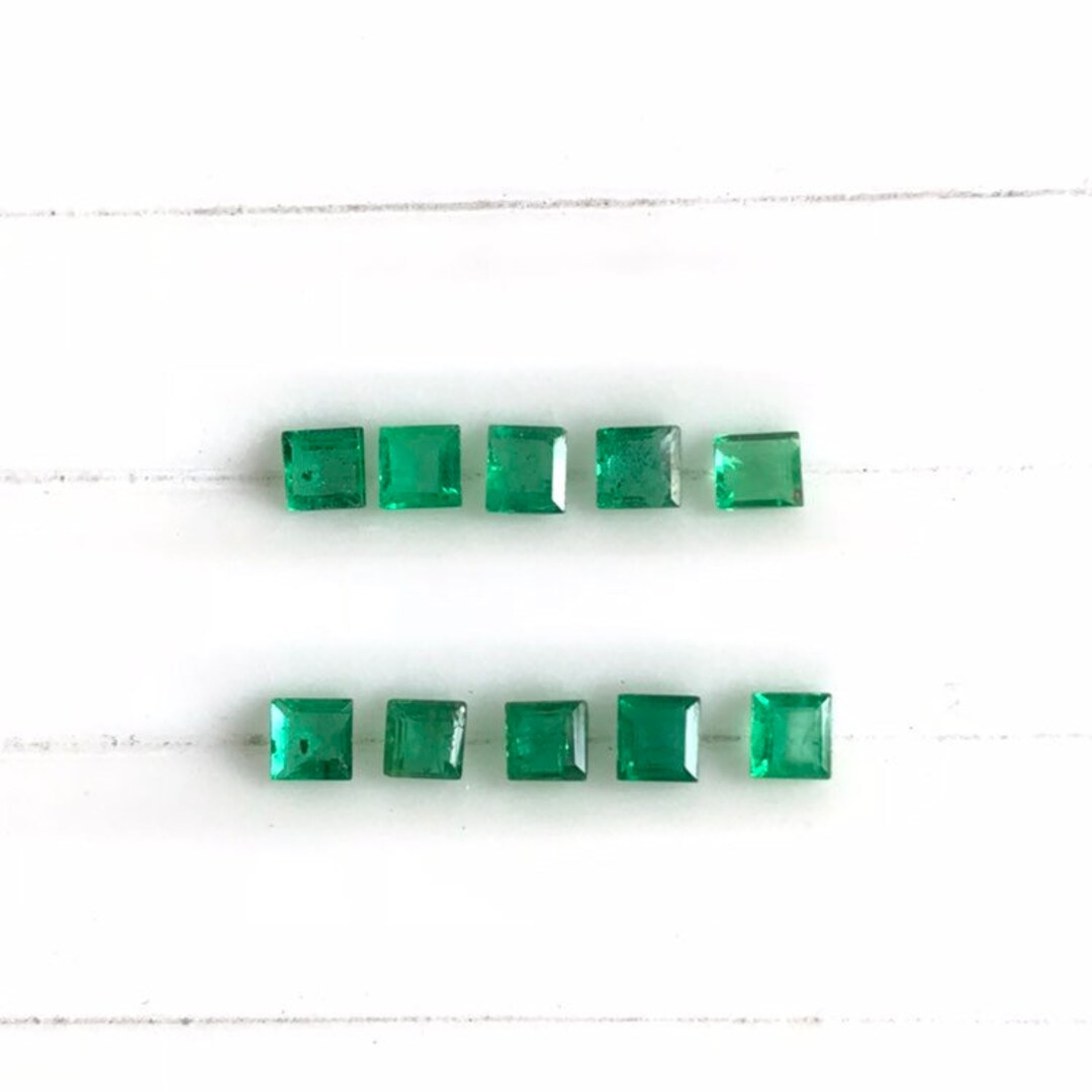 5 Pcs 3mm Natural Emerald Square Cut Top AA Quality Loose Emerald ...
