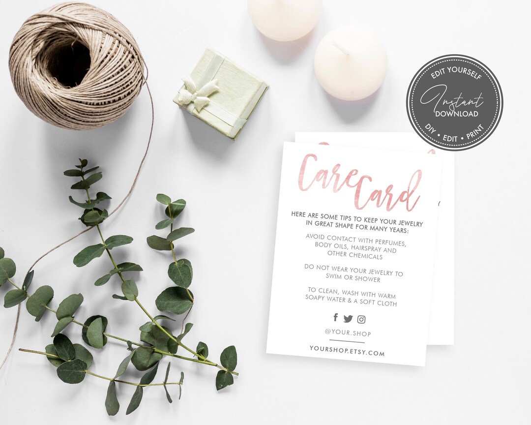Care Card Instructions How to Card for Packaging Jewelry - Etsy