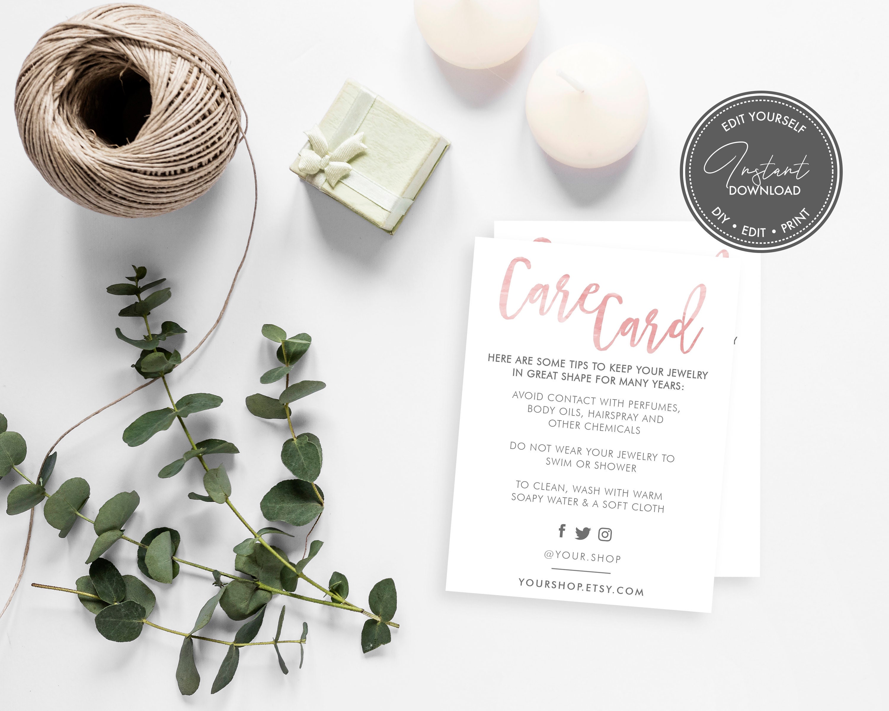 Care Card Instructions How to Card for Packaging Jewelry | Etsy