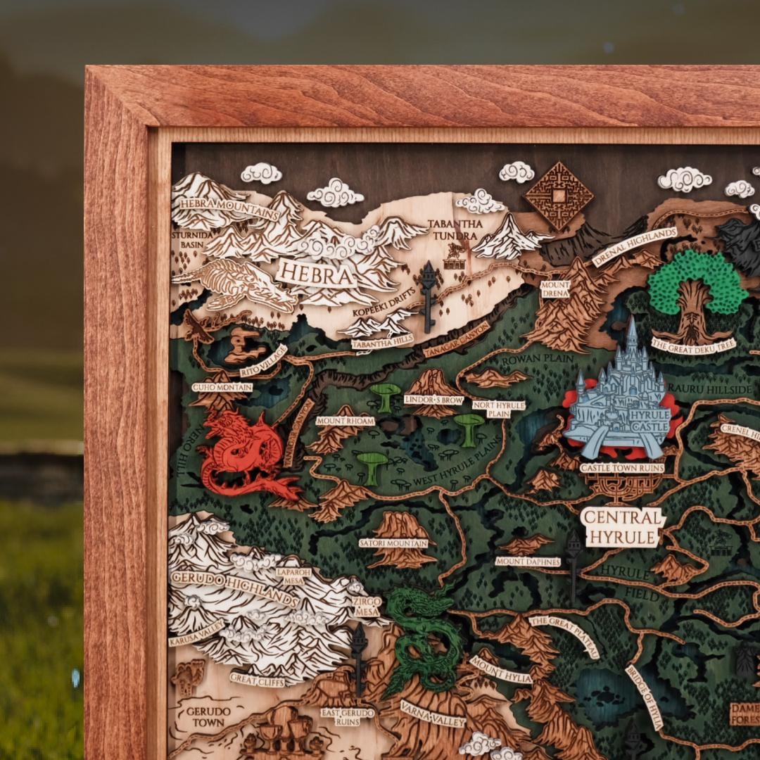 The Lands of Hyrule Wooden Map Decor, TOTK Map Style, Personal Woman ...