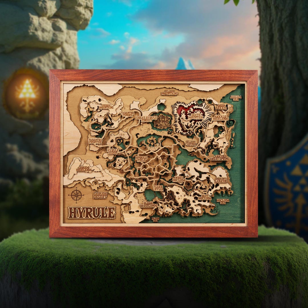 3D Wood Map of the Hyrule, Hightle Detailed TOTK Map, Personalised ...