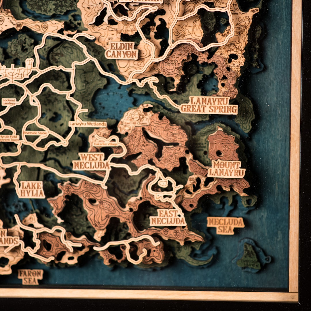 Great Gift for Him - Hyrule 3D Wood Map, Custom, Breath of the Wild Map ...