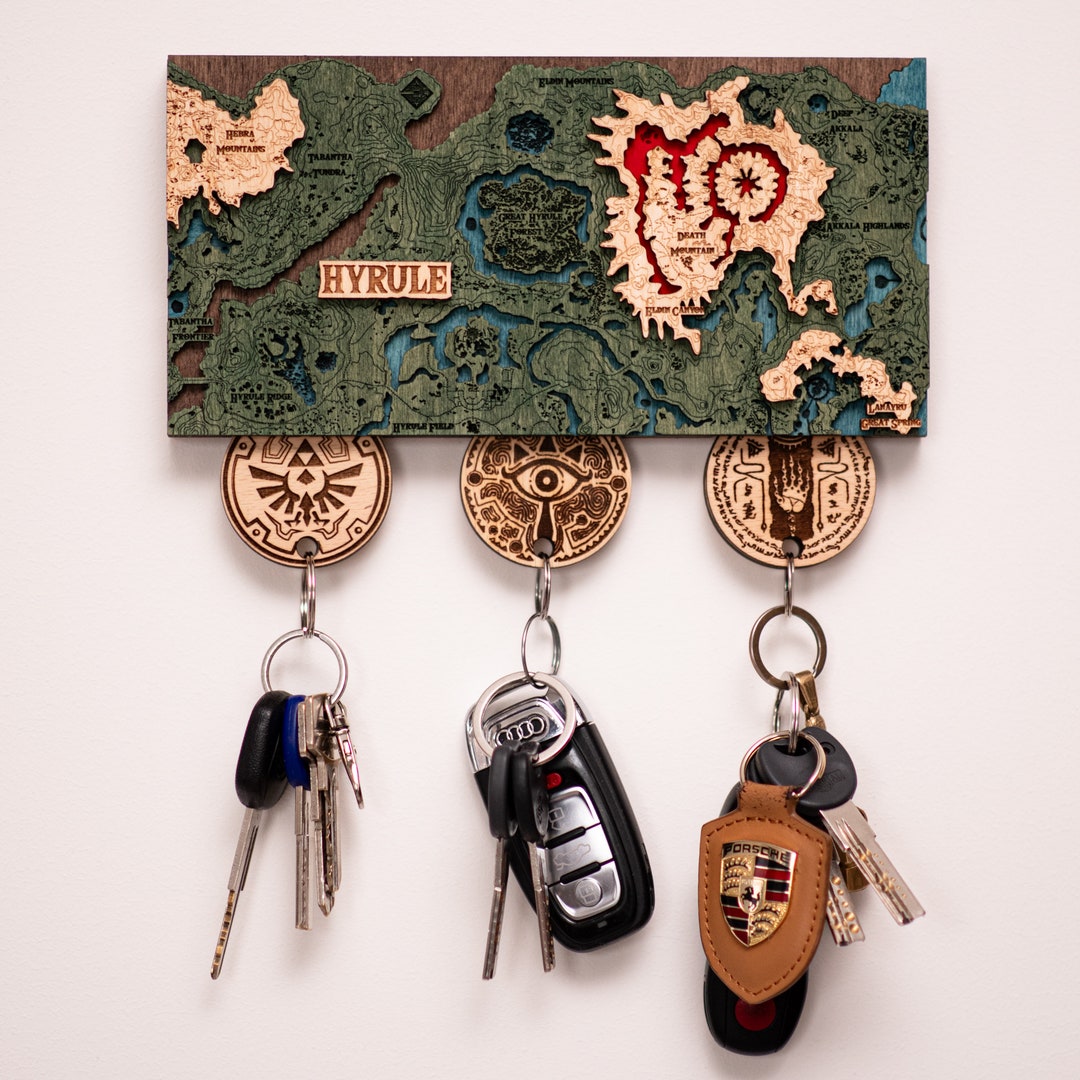 Hyrule 3D Key Holder, Gaming Keychain With Shrines Map BOTW, Best ...