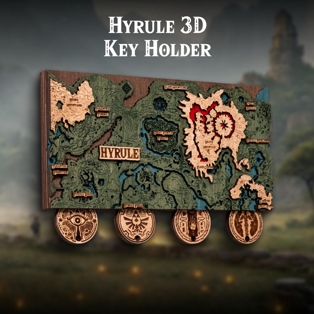 Hyrule 3D Key Holder, Perfect 5th Anniversary Gift With BOTW Shrine Map ...