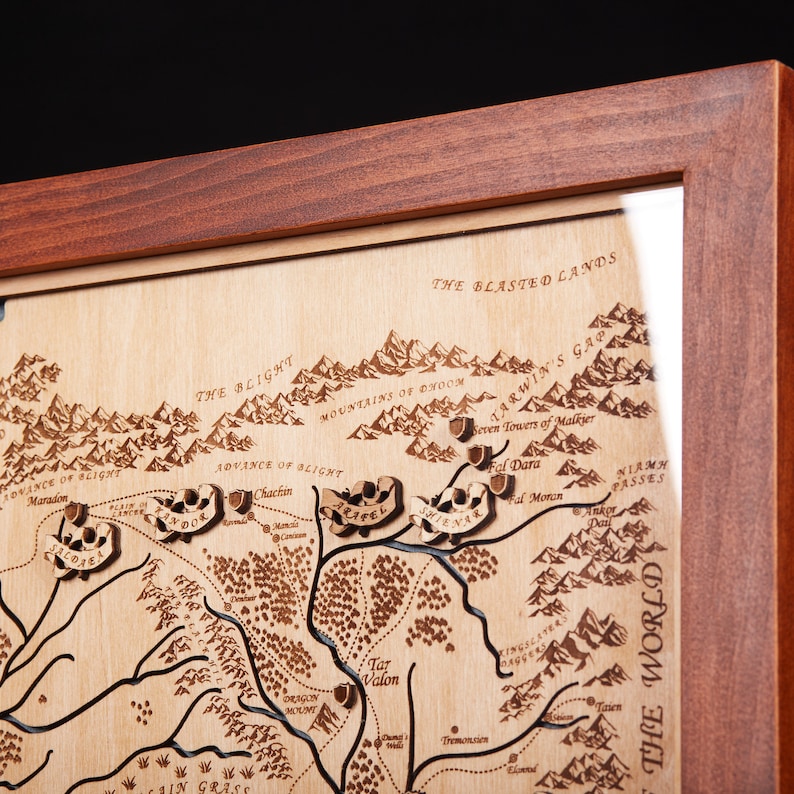The Wheel of Time 3D Wood Map, Personalised Tar Valon Map, Laser ...