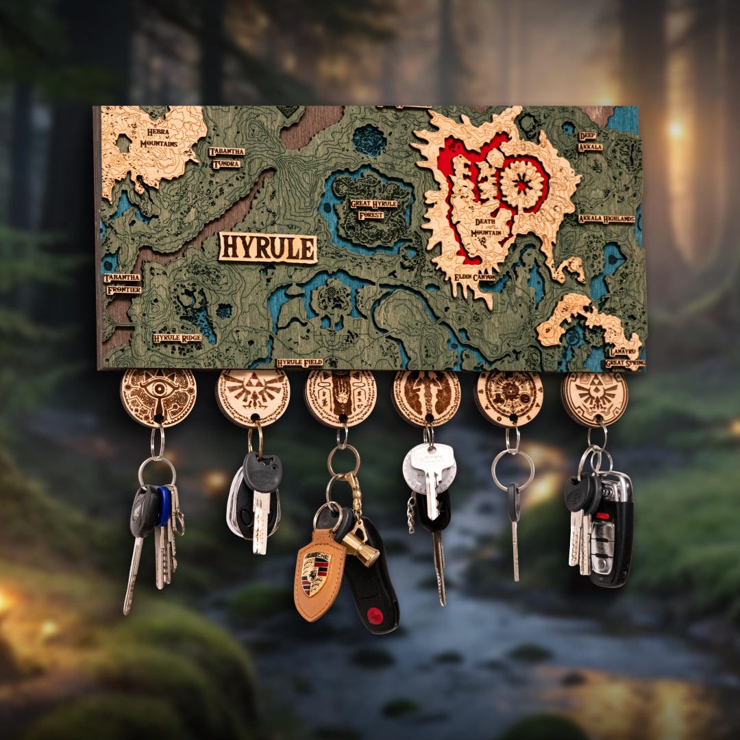 Hyrule 3D Key Holder, Gamer Key Holder With BOTW Shrine Map, Perfect ...