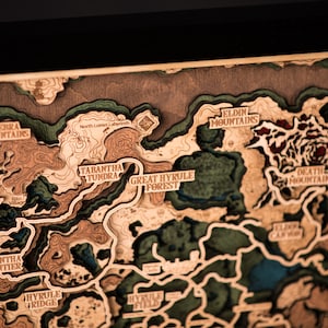 The Kingdom of Hyrule 3D Wooden Map, Hyrule Map, 3D Wood Map of the ...