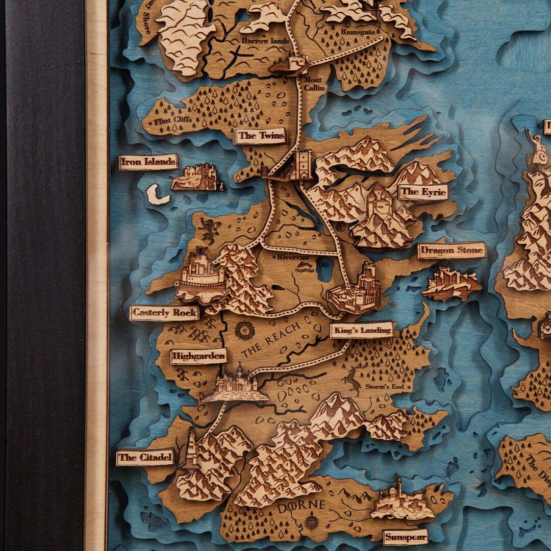 The Seven Kingdoms 3D Wood Map - Etsy UK