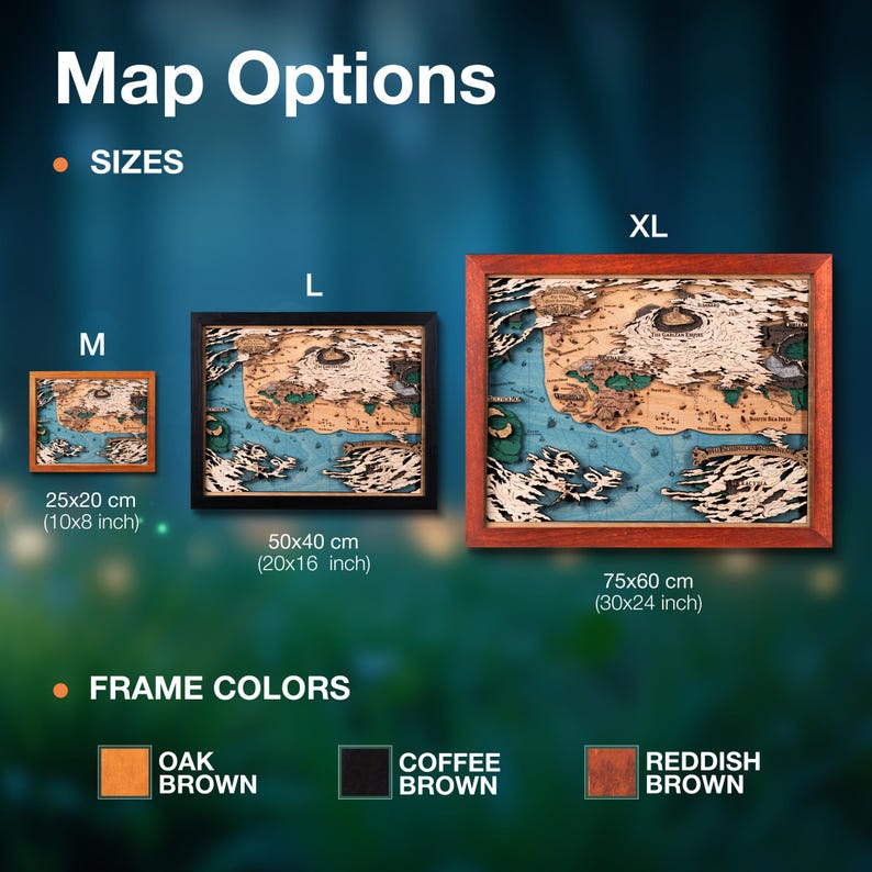 Hydaelyn 3D Wood Map - Hightle Detailed Wooden Video Game Art - Unique ...