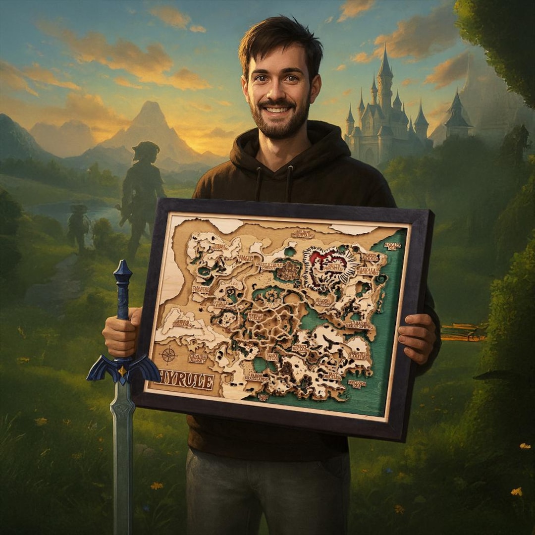 3D Wood Map of the Hyrule, Hightle Detailed BOTW Shrine Map, Perfect ...