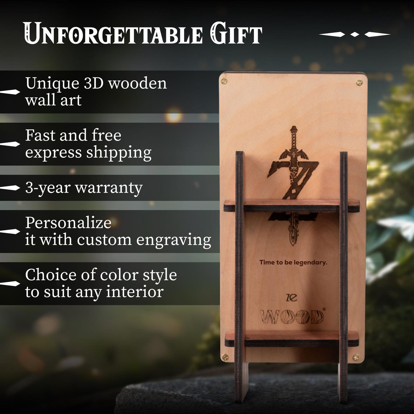 Master Sword Wood Clock, Collectible Video Game Art, 3D Wooden BOTW ...