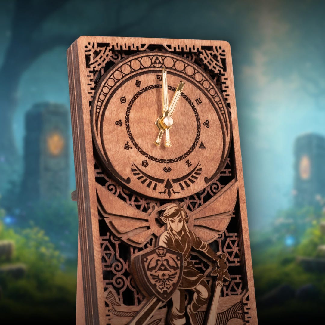 Master Sword Wood Cloc, Personalized Gamer Gift, 3D Wooden Hyrule Desk ...