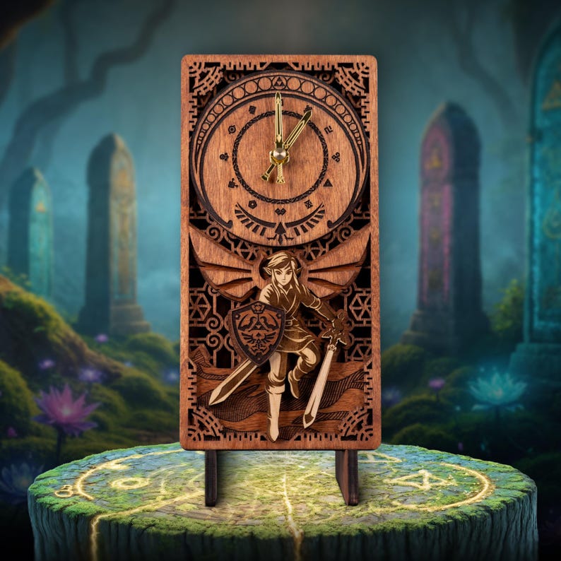 Master Sword Wood Clock, Collectible Video Game Art, 3D Wooden BOTW ...
