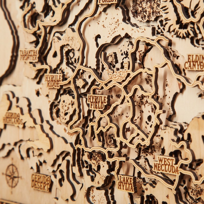 The Hyrule 3D Wooden Map Natural Edition - Etsy