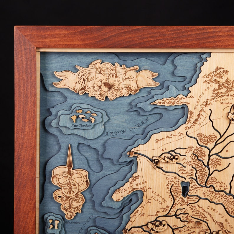 The Wheel of Time 3D Wood Map, Personalised Tar Valon Map, Laser ...