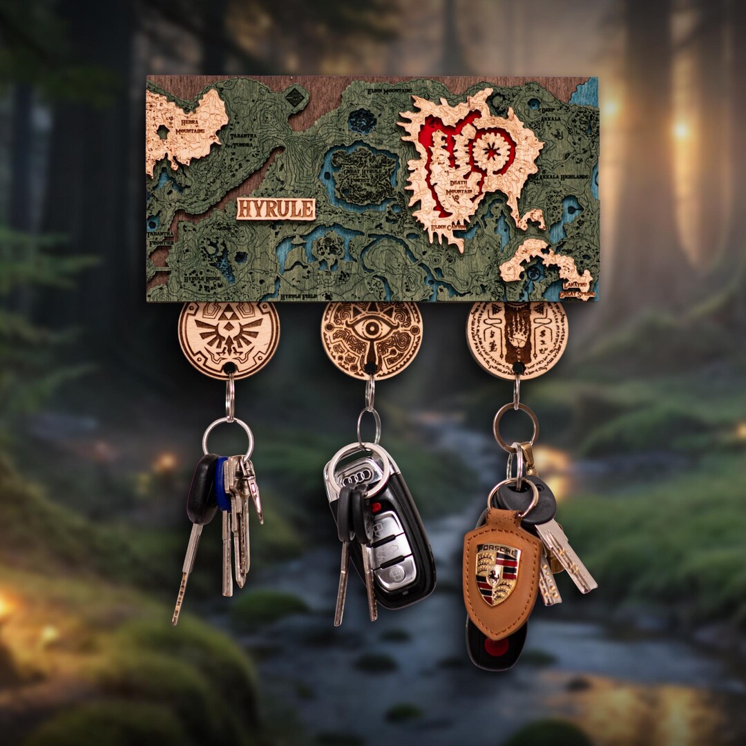 Hyrule 3D Key Holder, Gamer Key Holder With BOTW Shrine Map, Best Gamer ...