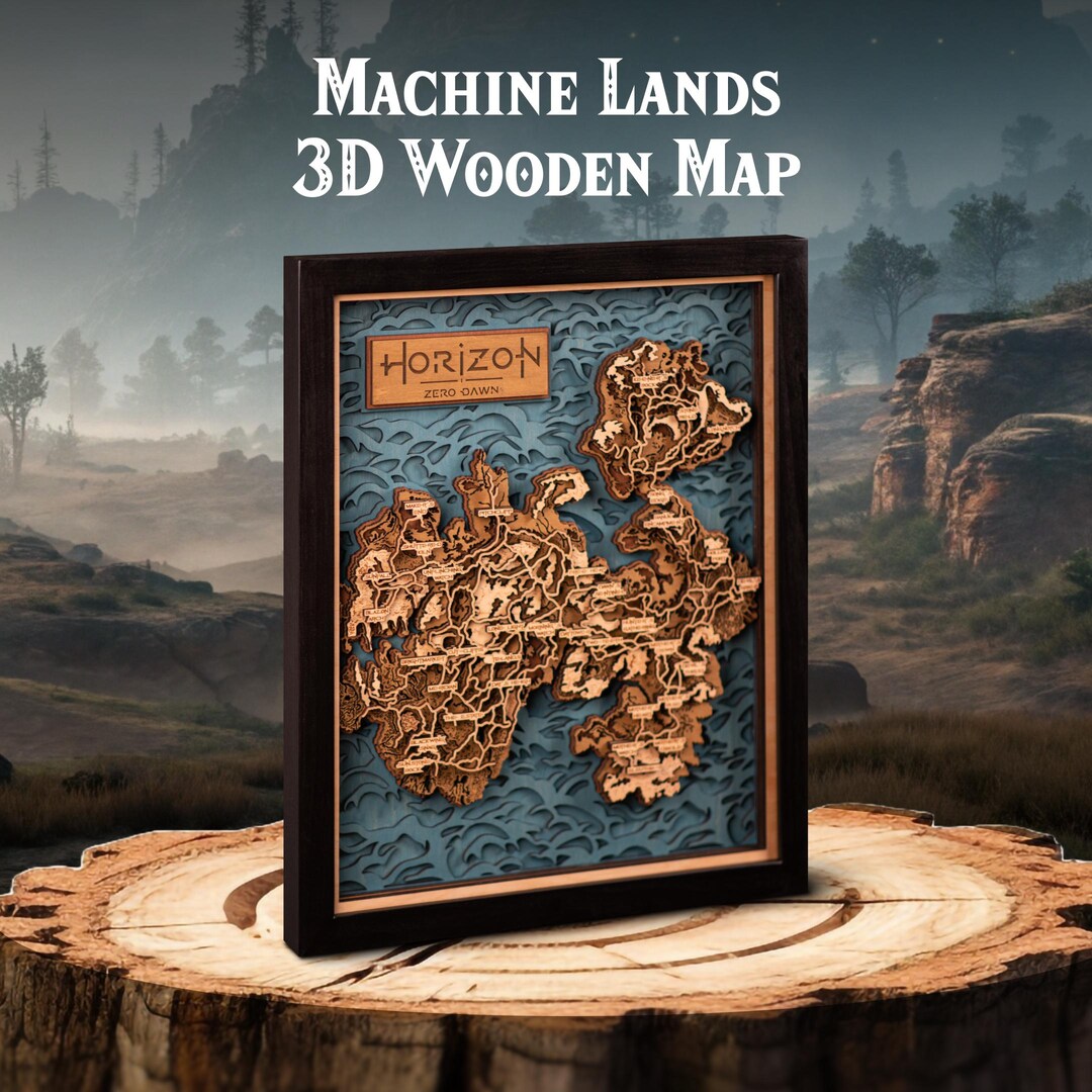 Machine Lands 3D Wooden Map, Personalised Man Gift, Highly Detailed ...
