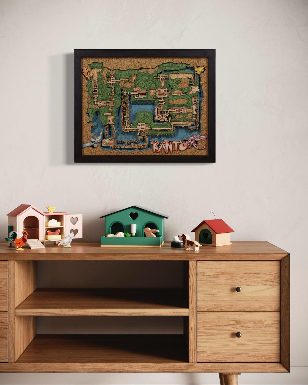 3D Wooden Paldea Map, Hightle Detailed Adventure Map Art, Framed Video ...