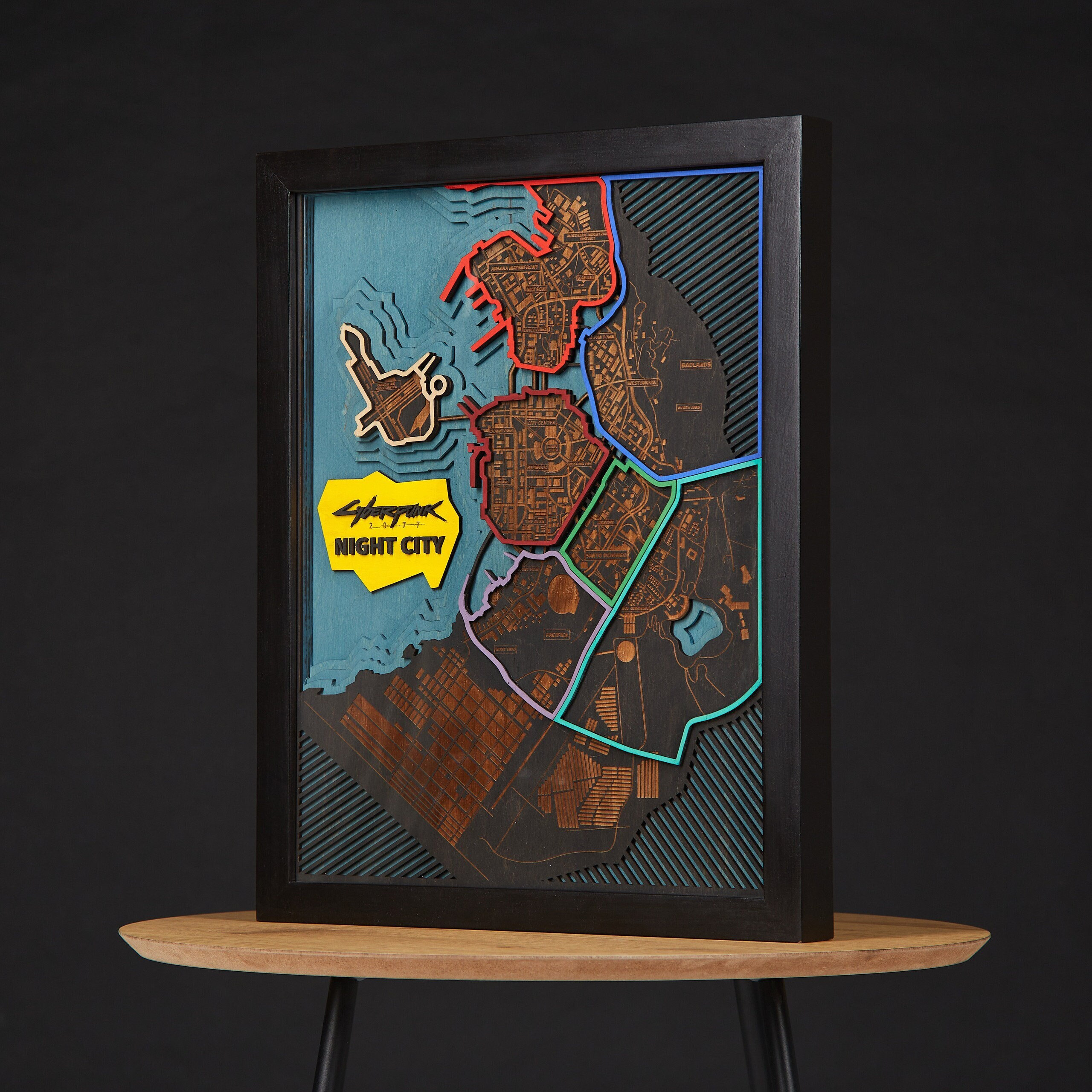 3D Night City Wood Map - Etsy