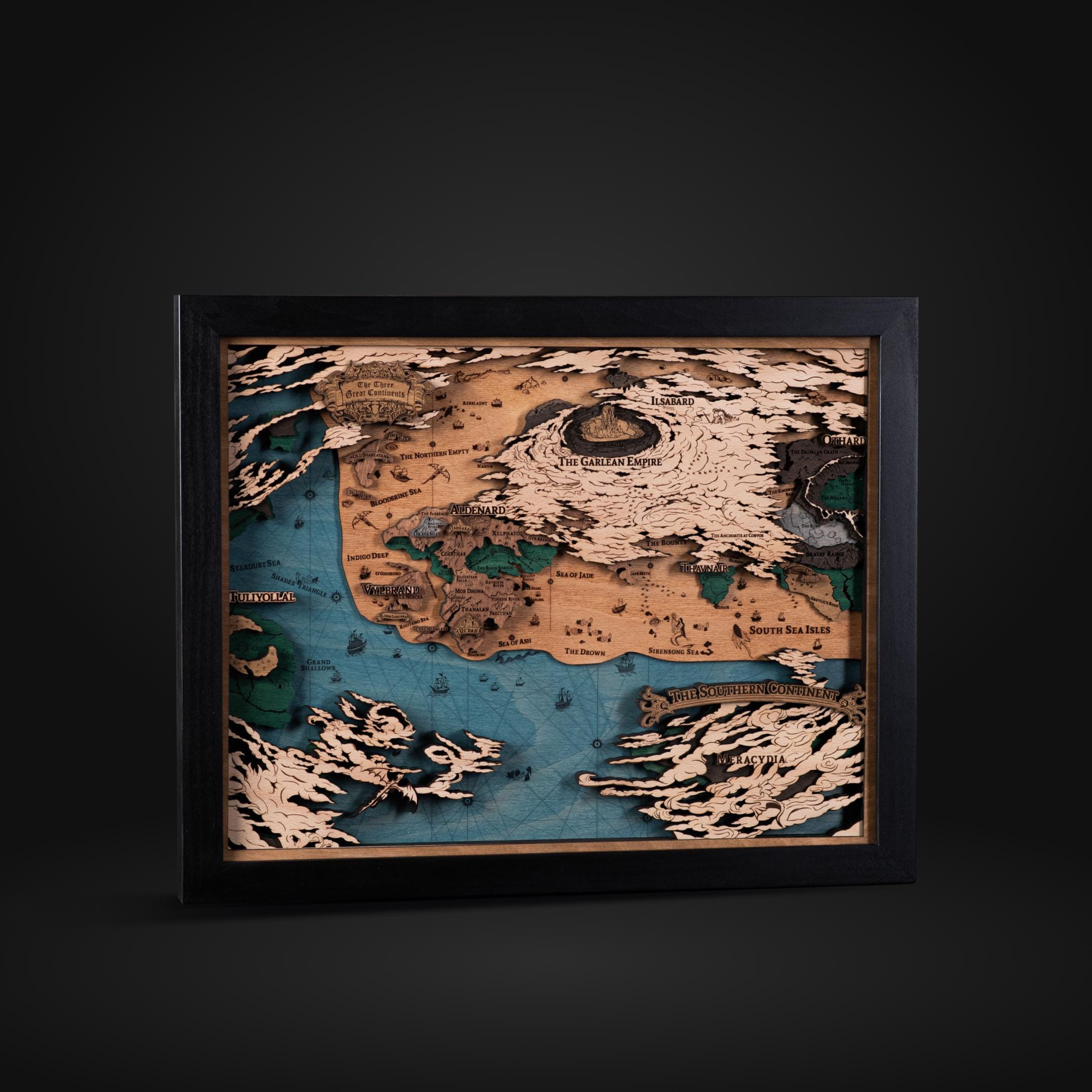 Hydaelyn 3D Wood Map - Hightle Detailed Wooden Video Game Art - Unique ...