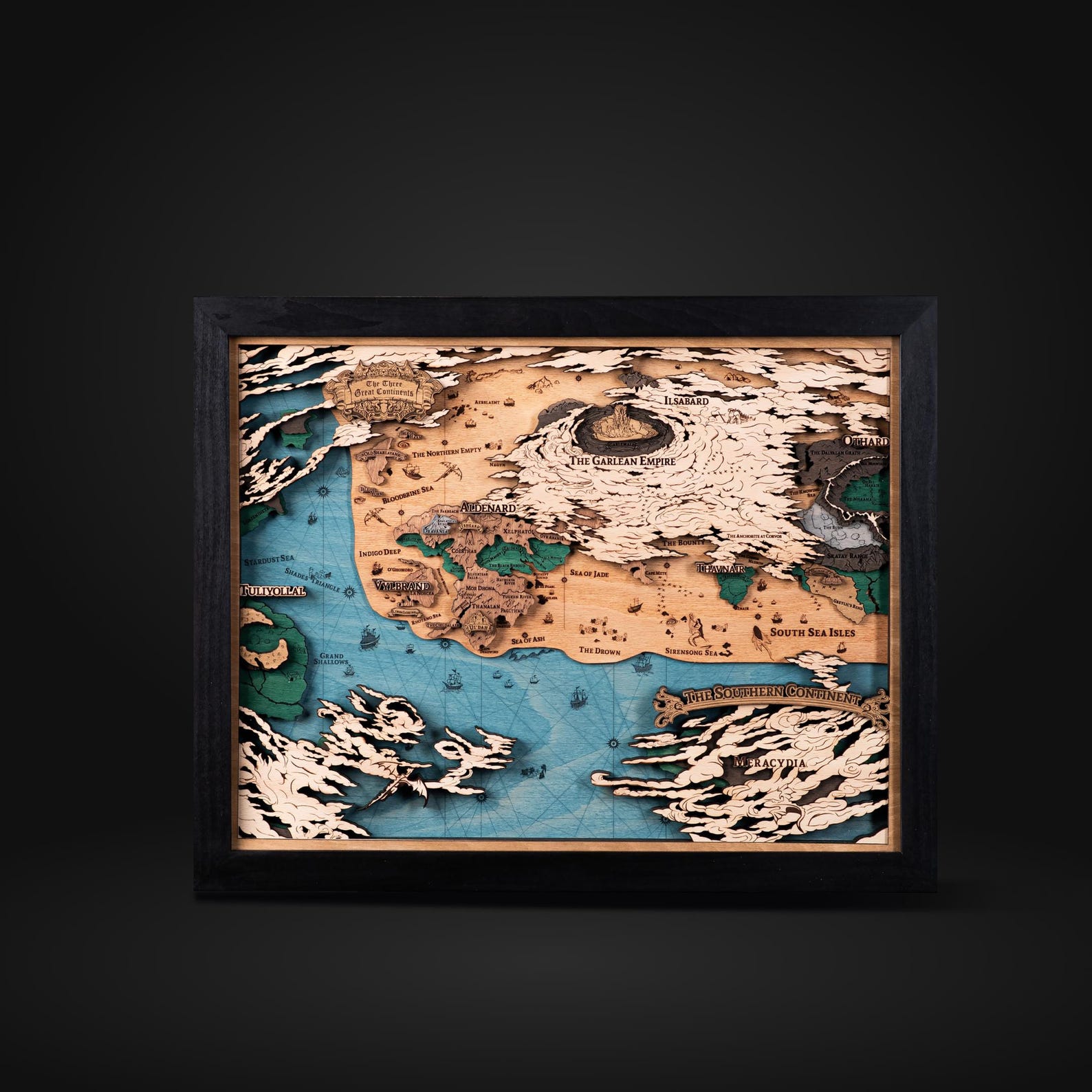 Hydaelyn 3D Wood Map - Hightle Detailed Wooden Video Game Art - Unique ...