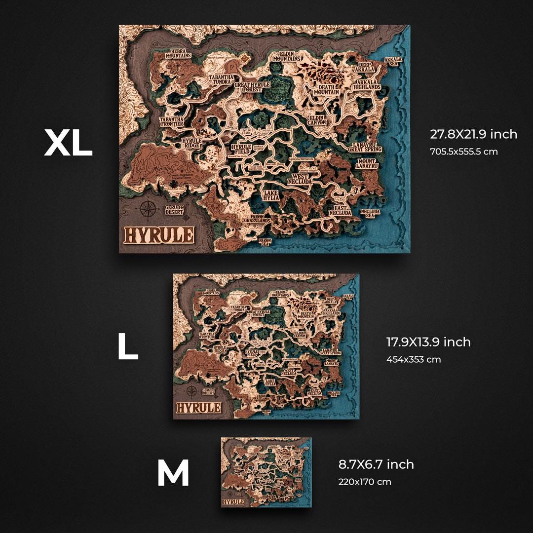 The Hyrule 3D Poster, Hightle Detailed BOTW Shrine Map, Perfect ...